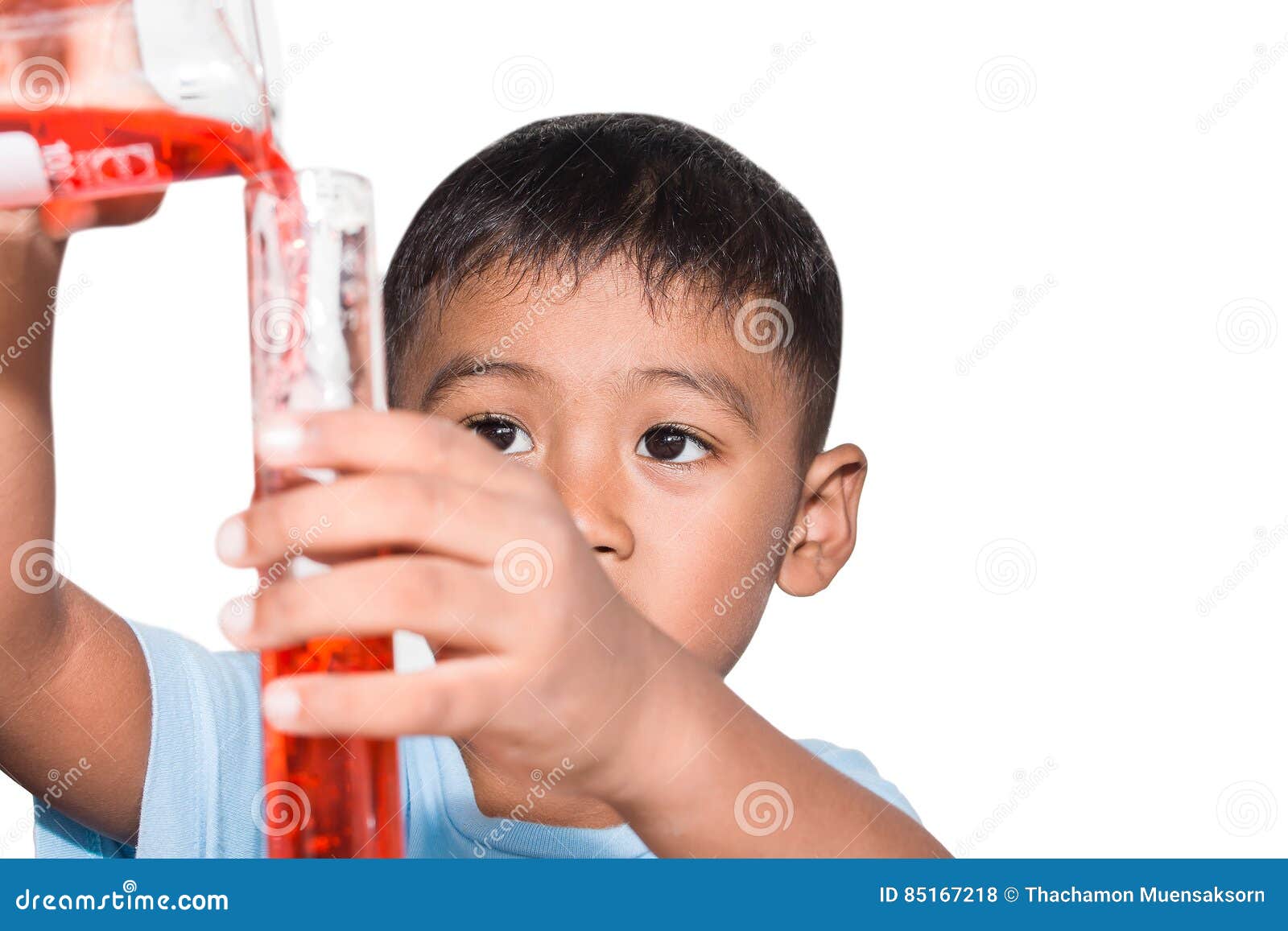 Cute Little Boy Doing Science Experiment Stock Photo - Image of ...
