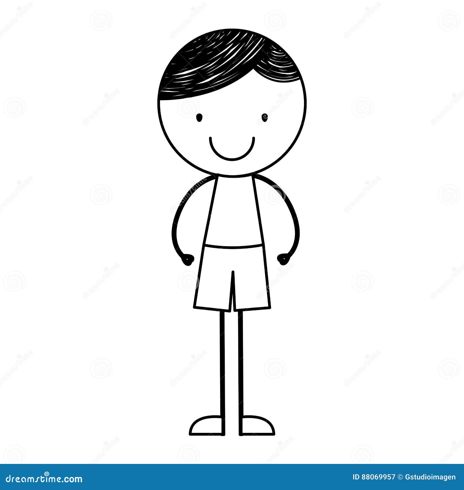 Cute Little Boy Drawing Character Stock Vector - Illustration of little ...