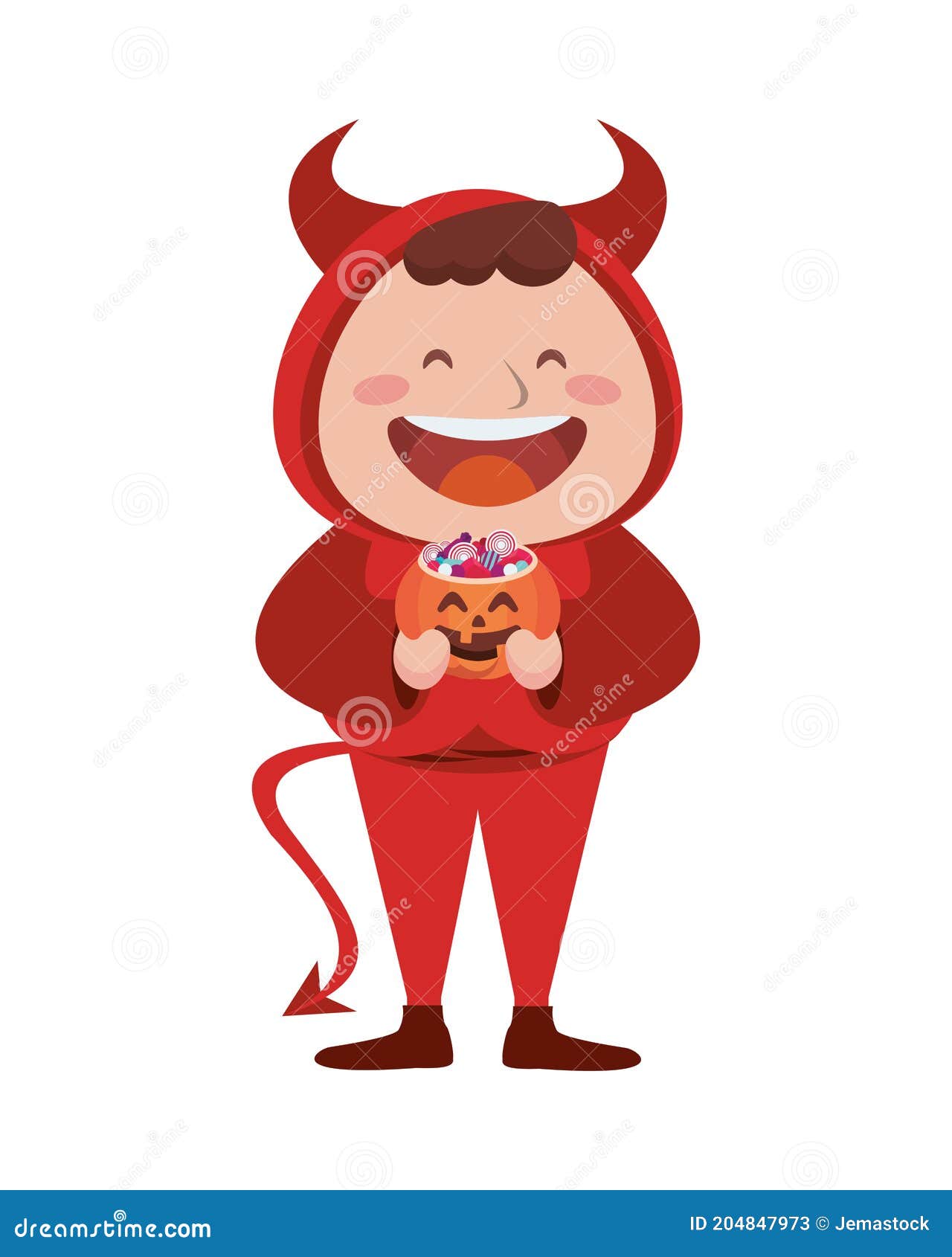 Cute Little Boy Dressed As a Devil Character Stock Illustration ...