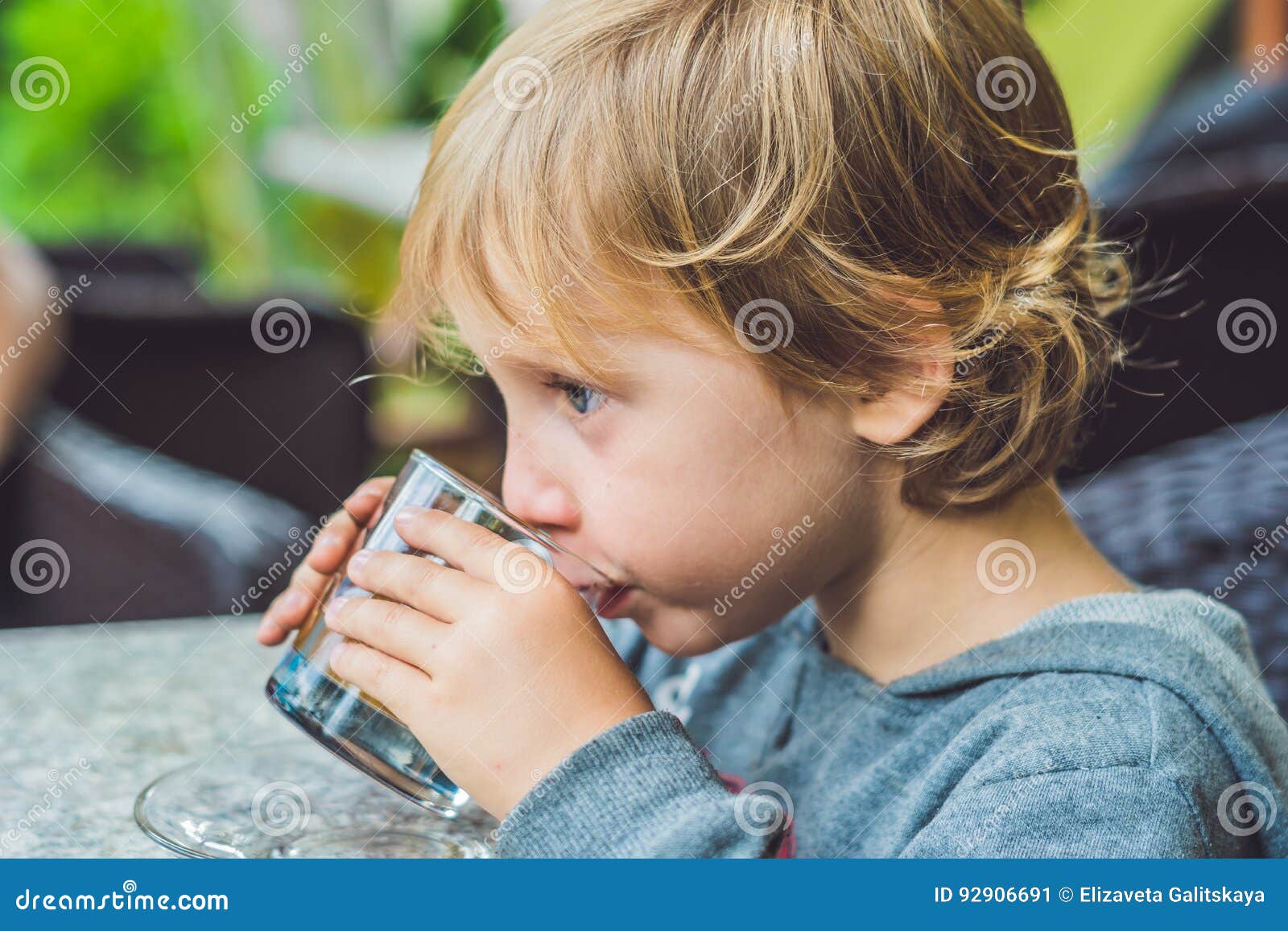 Cute Little Boy Drinking Tea in Cafeteria Stock Image - Image of coffee ...