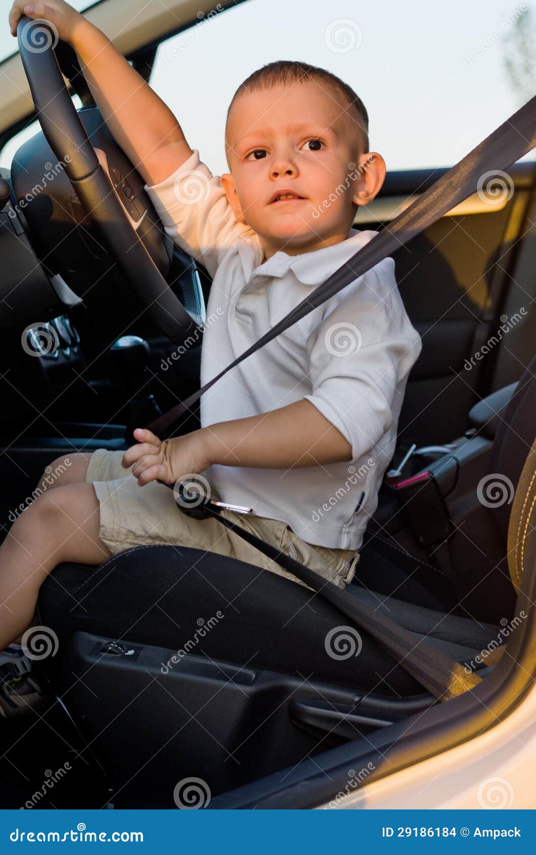 Cute Little Boy in the Drivers Seat of a Car Stock Photo - Image of ...