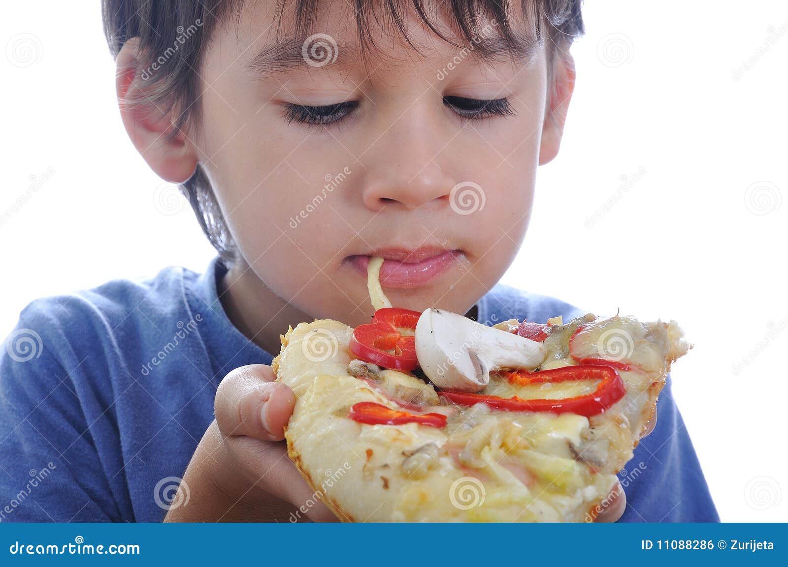 Cute Little Boy Eating Pizza Royalty Free Stock Image - Image: 11088286