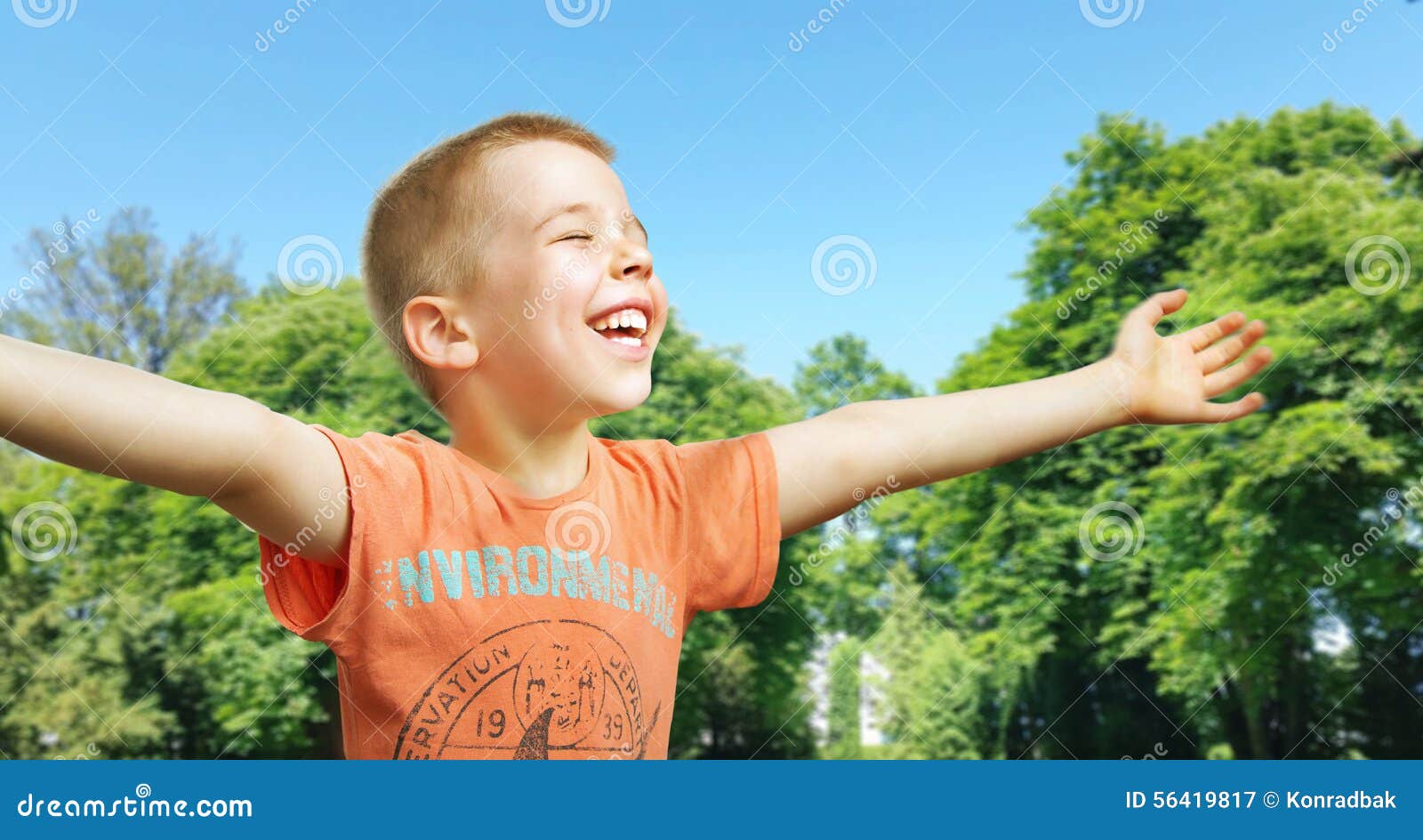 Cute Little Boy Enjoying the Summer Stock Image - Image of casual, park ...