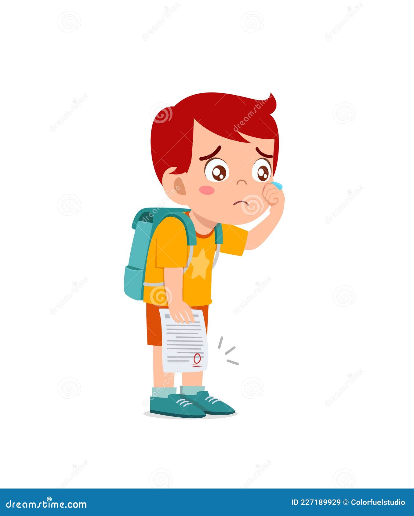 Cute Little Boy Feel Sad because Get Bad Grade from Exam Stock Vector ...