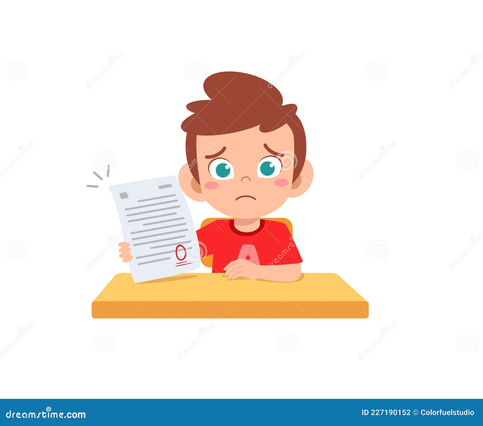 Cute Little Boy Feel Sad because Get Bad Grade from Exam Stock Vector ...