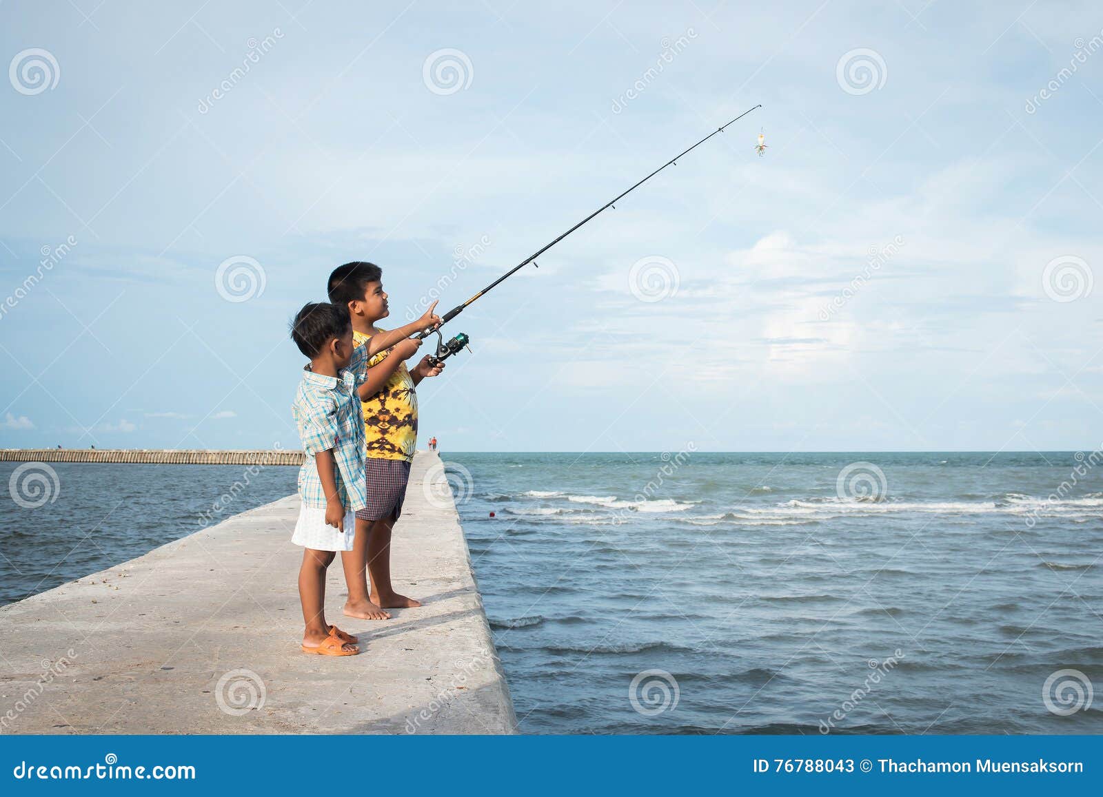 Cute little boy fishing stock image. Image of child, asian - 76788043