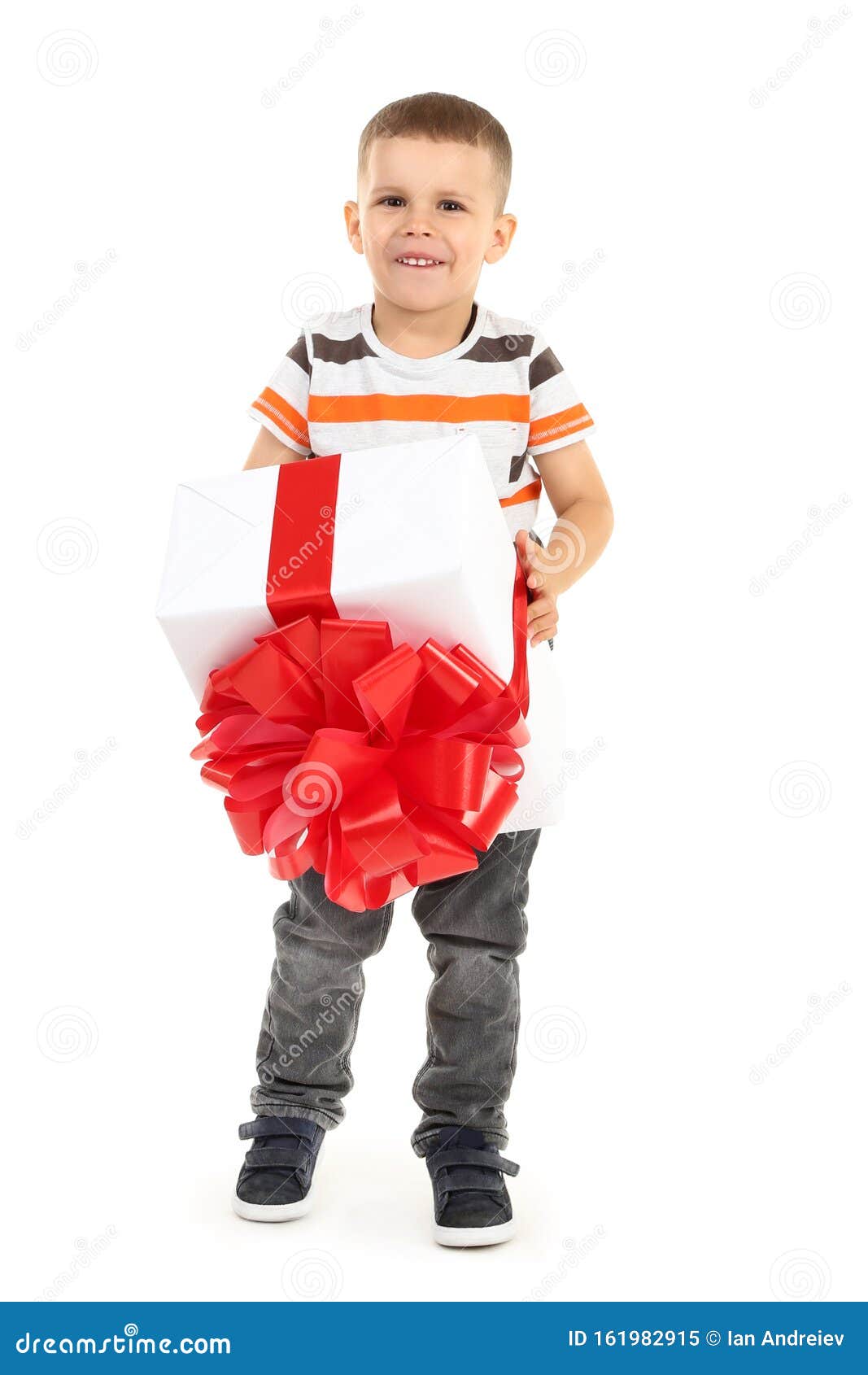 Cute Little Boy with Gift Box Stock Image - Image of happiness ...