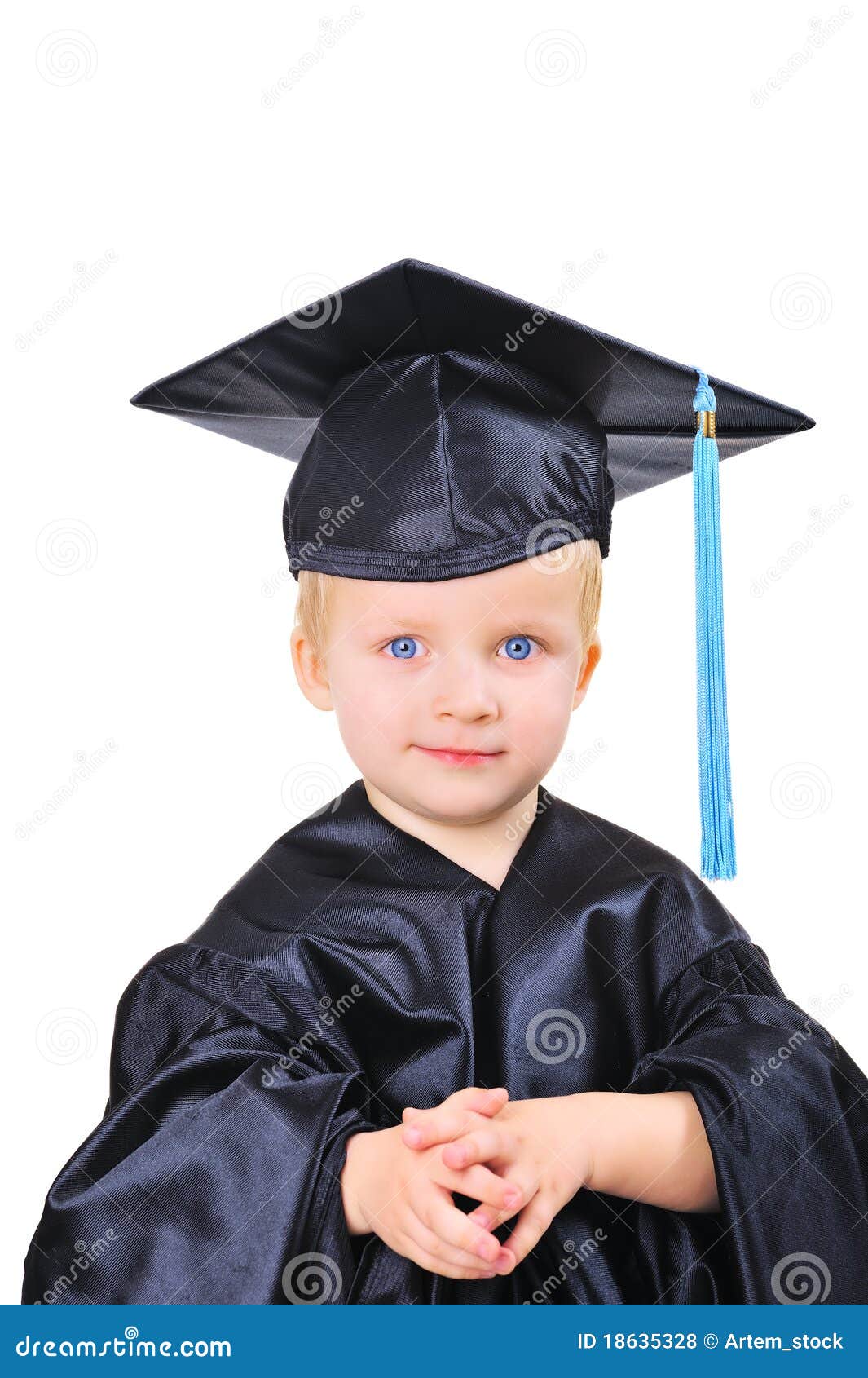 Cute Little Boy in Graduation Gown Stock Photo - Image of degree ...