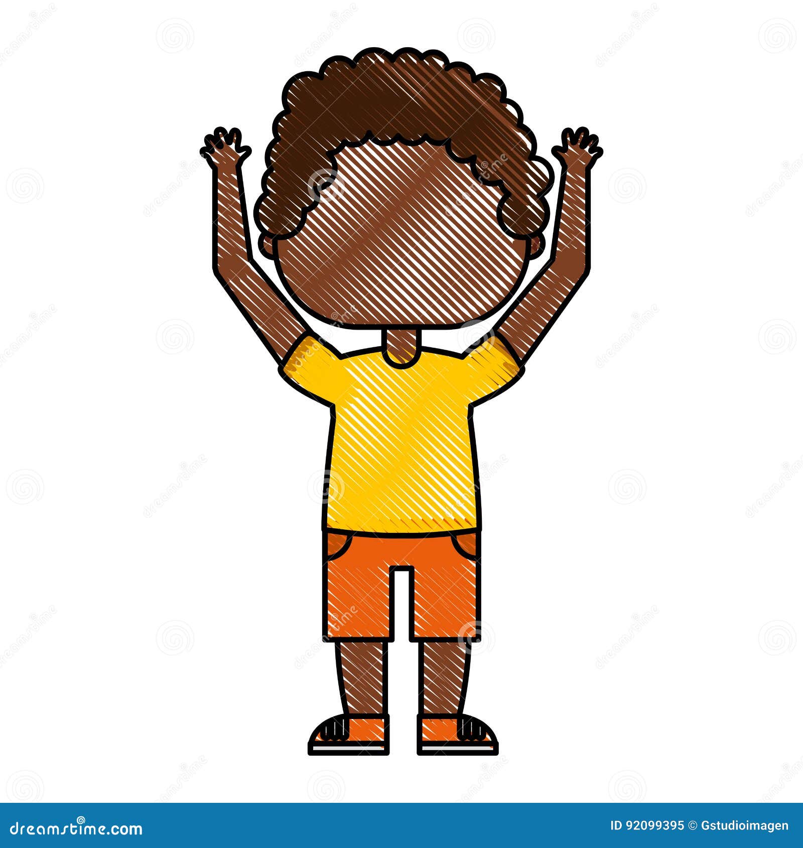 Cute Little Boy with Hands Up Character Stock Vector - Illustration of ...