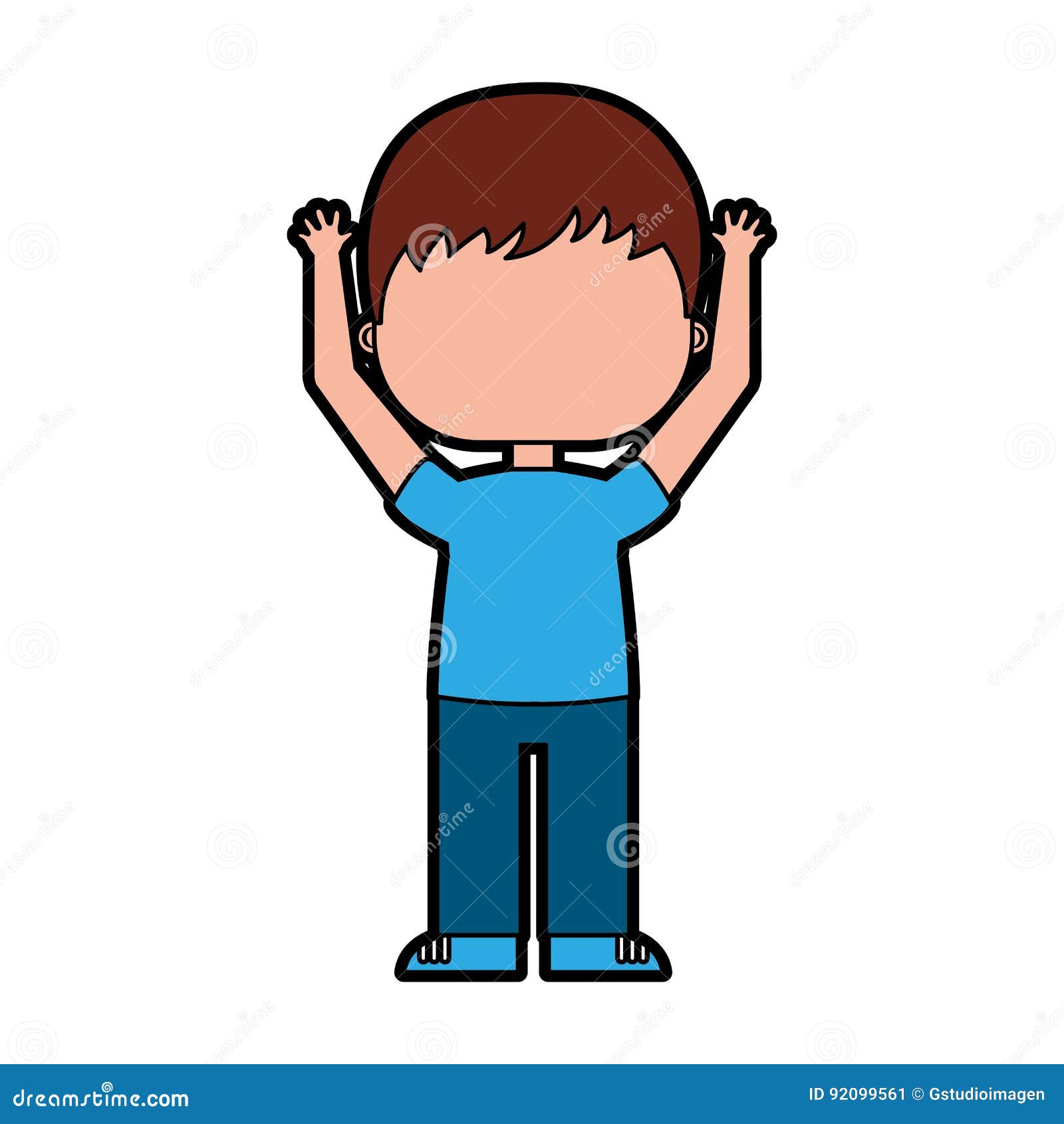 Cute Little Boy with Hands Up Character Stock Vector - Illustration of ...