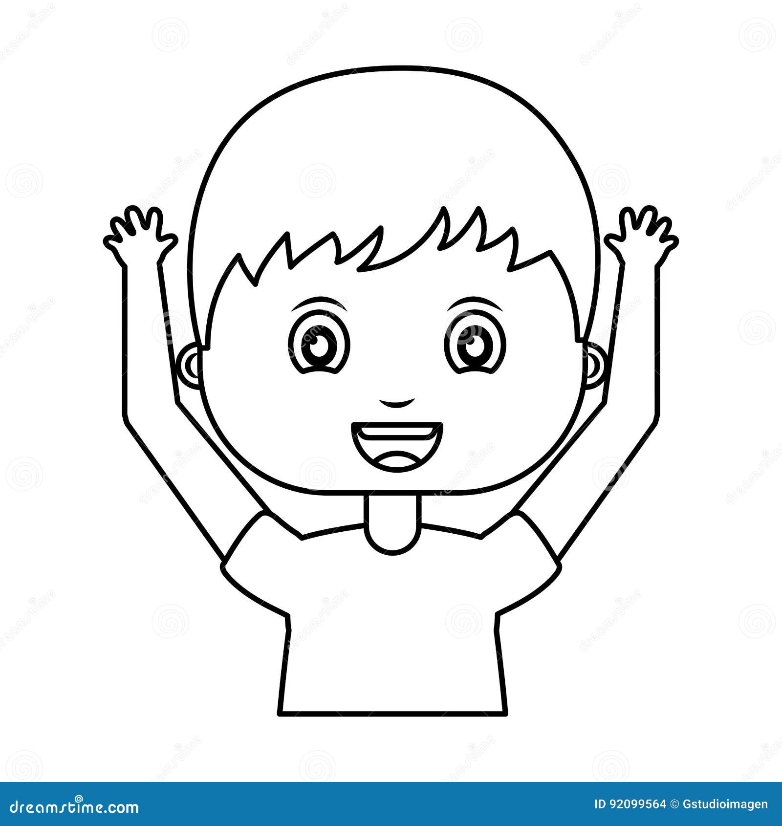 Cute Little Boy with Hands Up Character Stock Vector - Illustration of ...