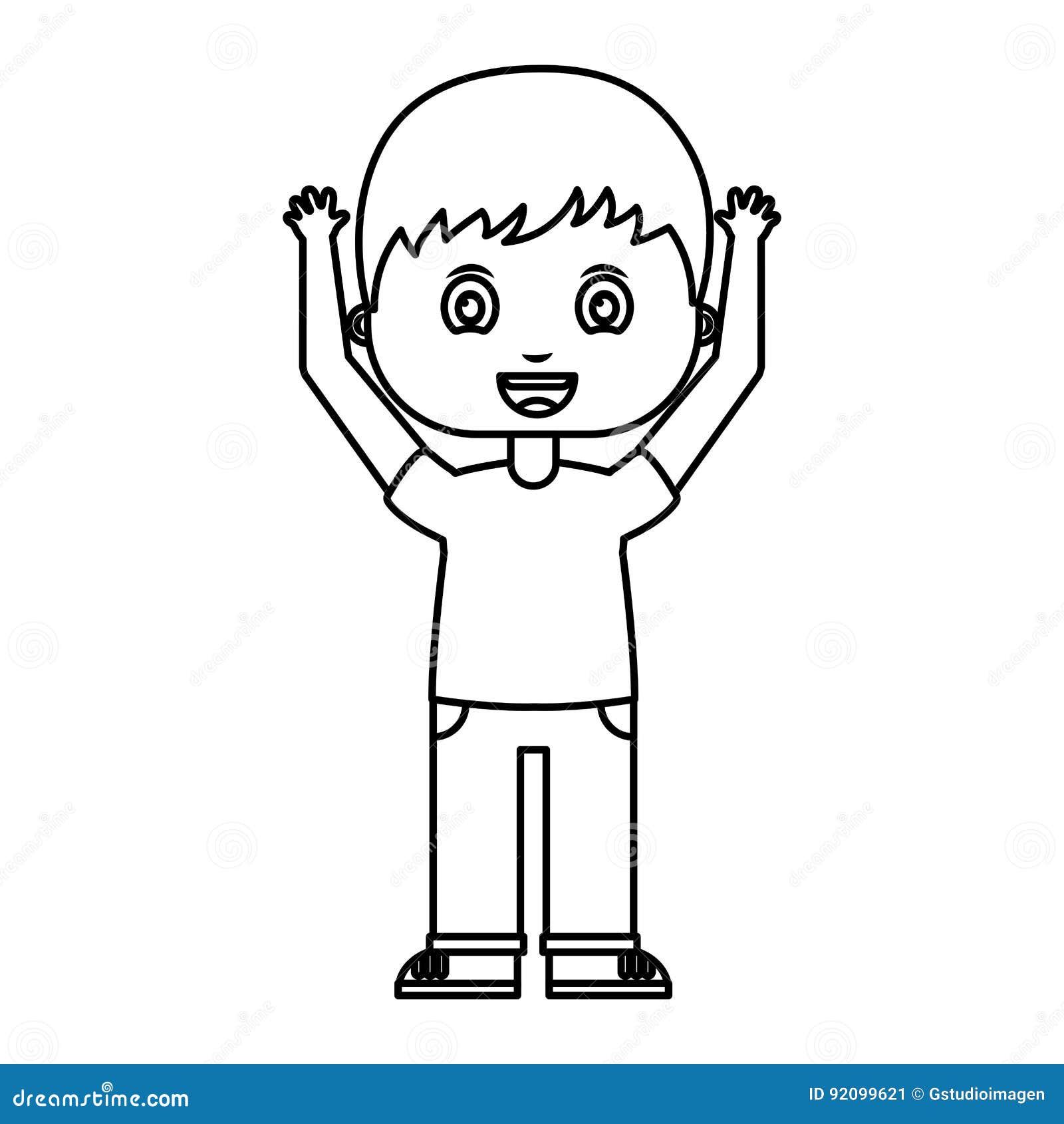 Cute Little Boy with Hands Up Character Stock Vector - Illustration of ...