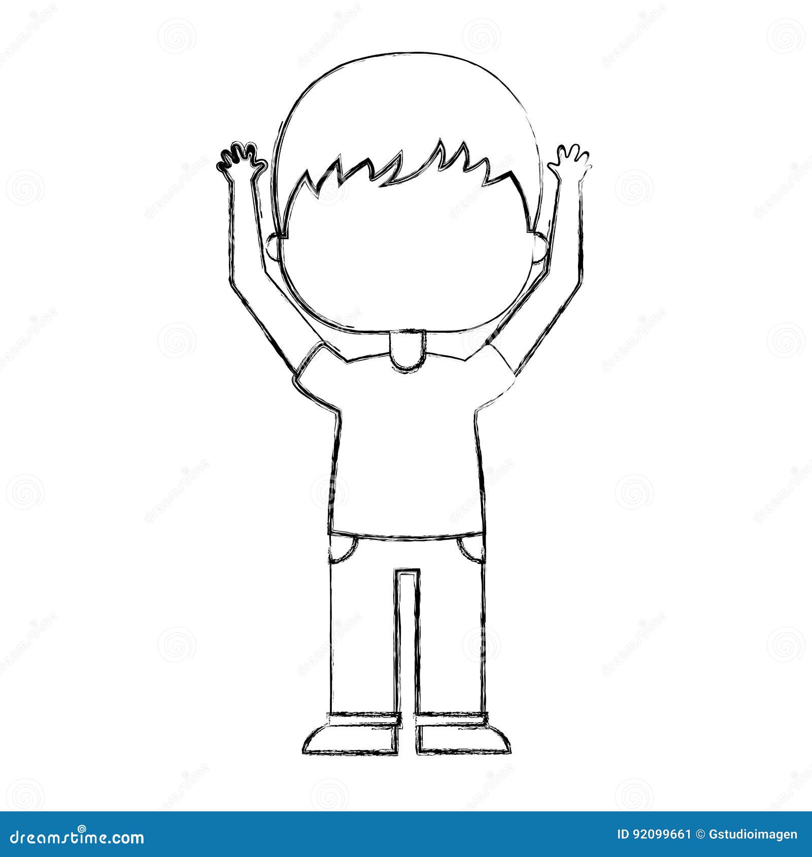 Cute Little Boy with Hands Up Character Stock Vector - Illustration of ...