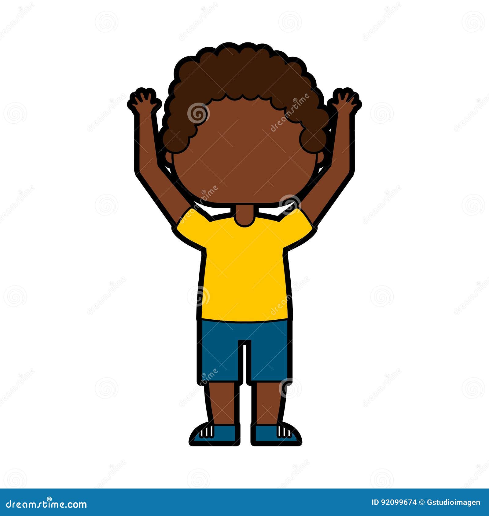 Cute Little Boy With Hands Up Character Vector Illustration ...
