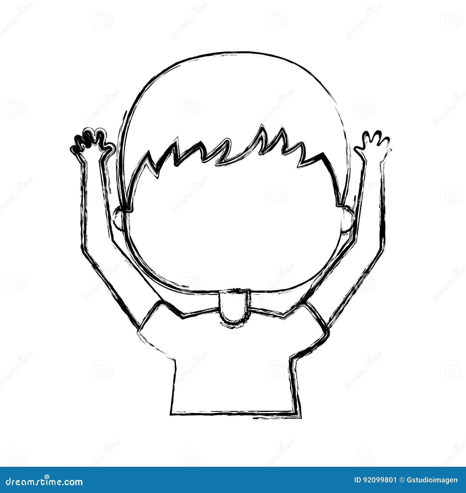 Cute Little Boy with Hands Up Character Stock Vector - Illustration of ...