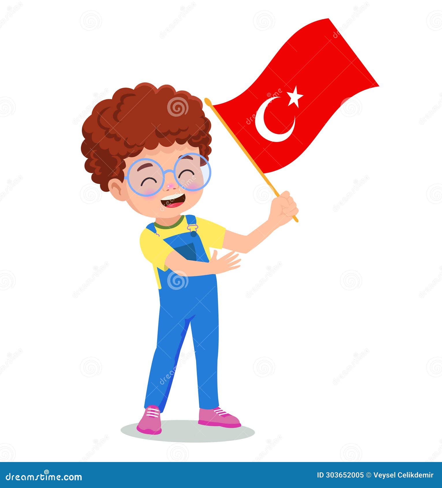 Cute Little Boy Holding Flag Stock Illustration - Illustration of ...