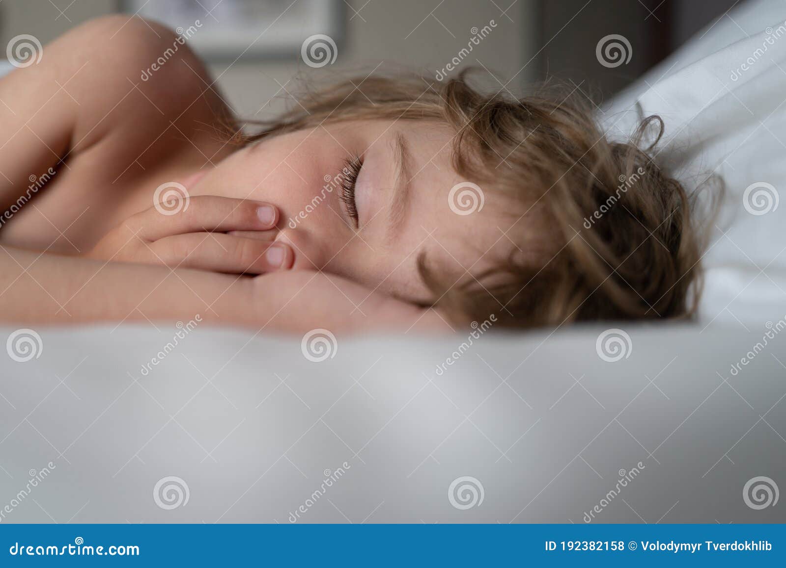 Cute Little Boy Kids Sleeping. Good Night. Stock Photo - Image of ...