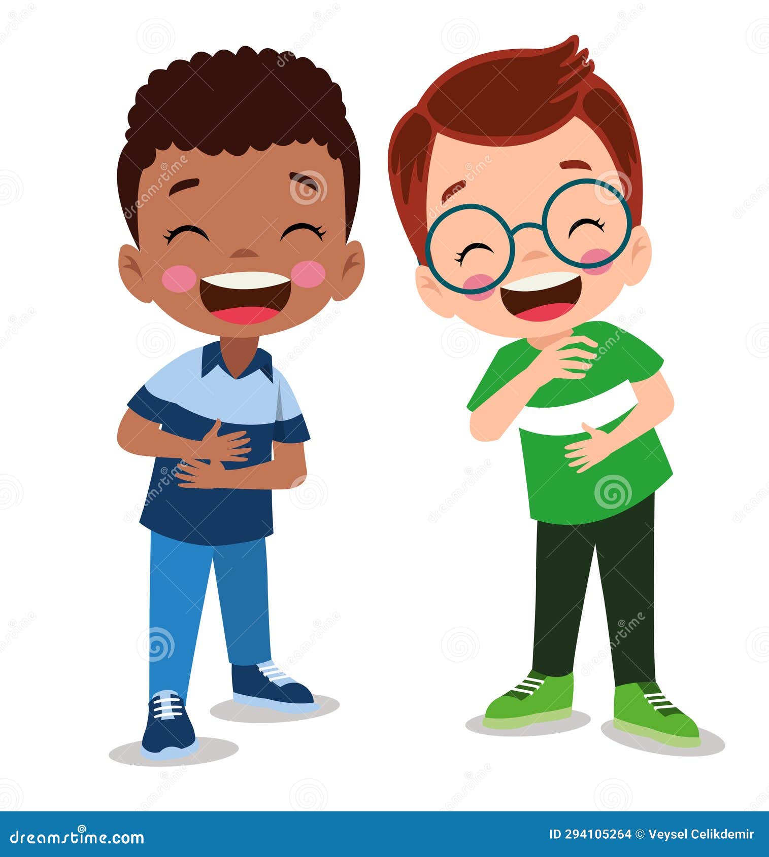 Cute Little Boy Laugh Together with Friend Stock Vector - Illustration ...