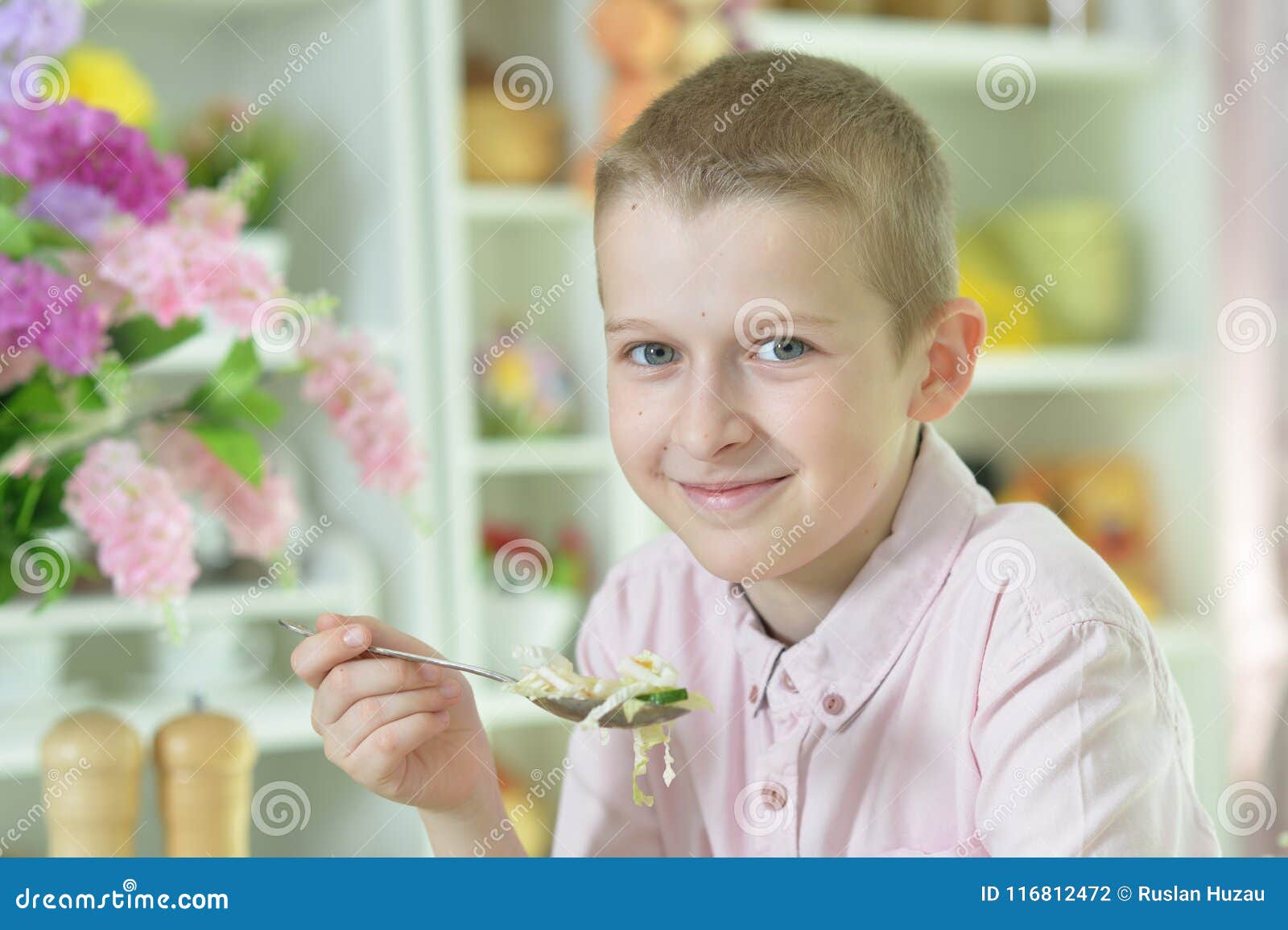 Cute Little Boy Making Dinner Stock Photo - Image of cabbage, lifestyle ...