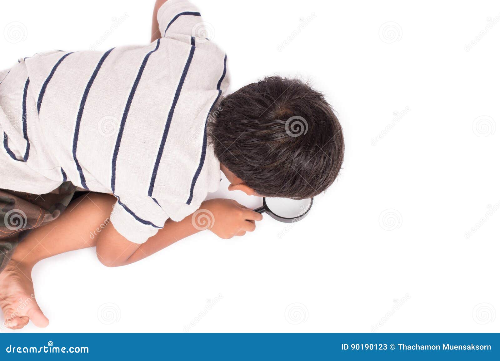 Cute Little Boy Play Magnifying Glass Stock Image - Image of playing ...