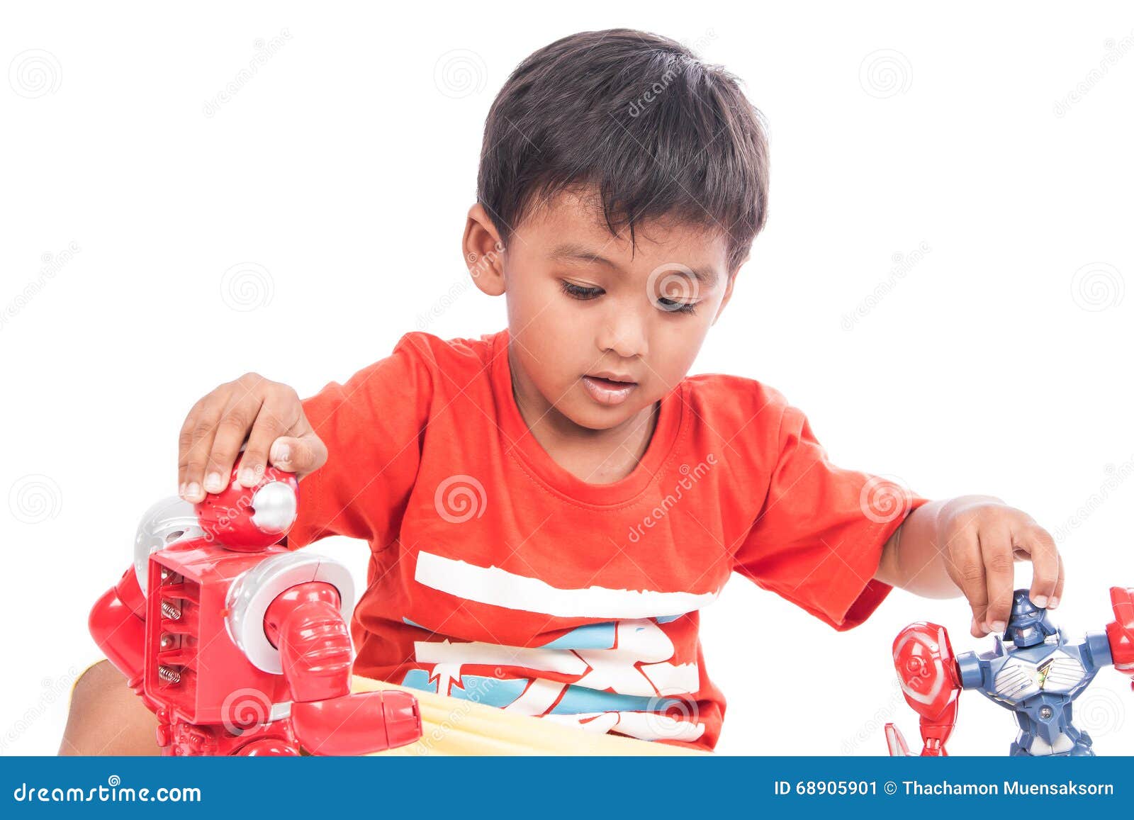 Cute little boy play robot stock image. Image of robot - 68905901