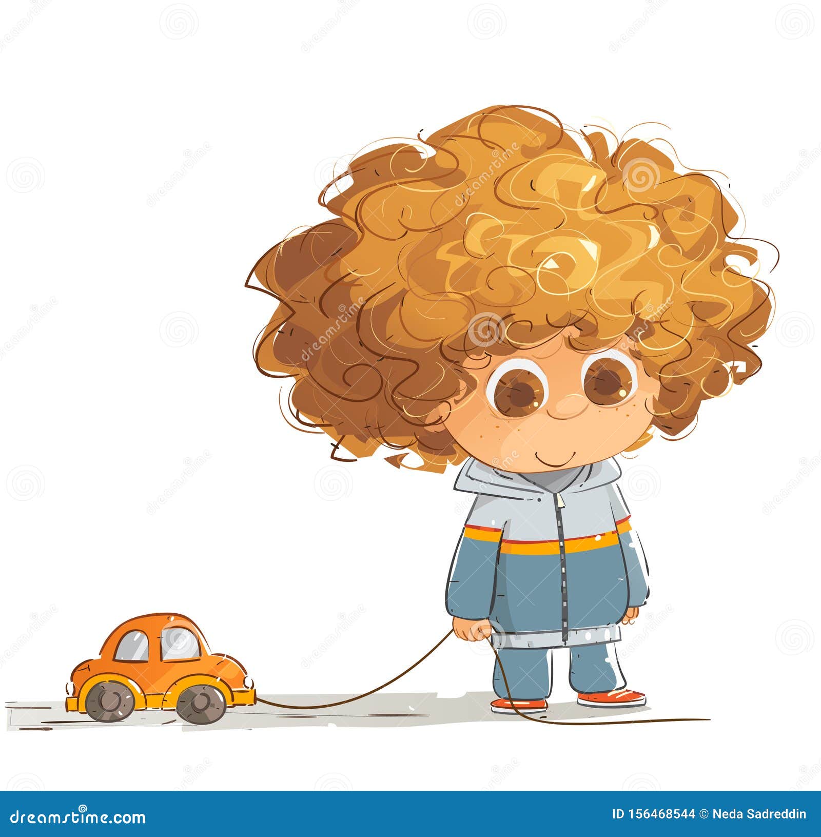 Cute Little Boy Playing Alone Stock Vector - Illustration of human ...
