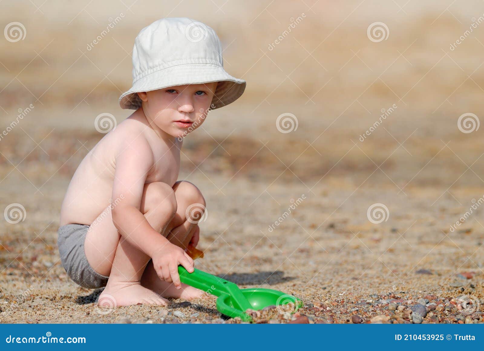Little Boy Playing on the Beach Stock Image - Image of happy, little ...
