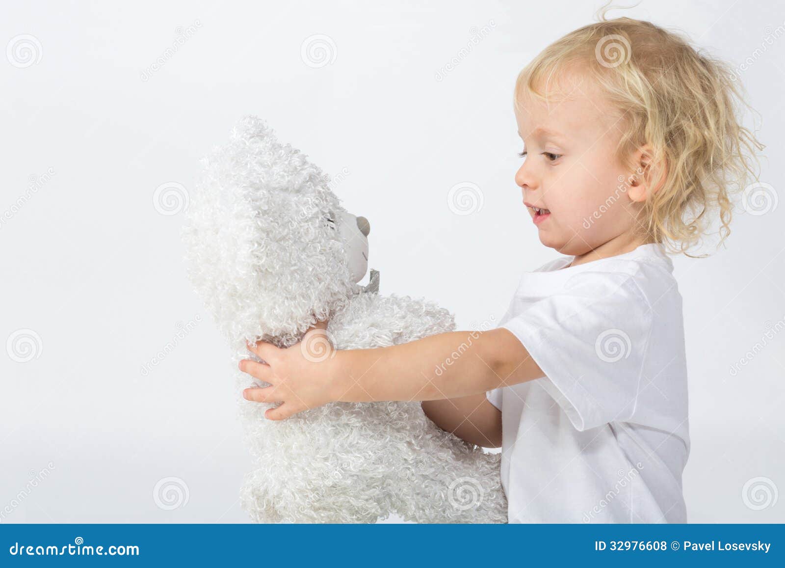 The Cute Little Boy Playing with a Bear Stock Photo - Image of elegance ...