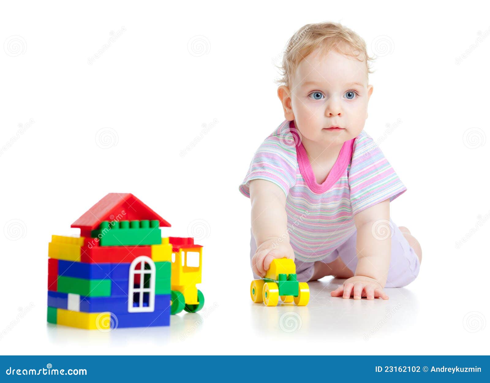 Cute Little Boy is Playing with Colorful Car Stock Photo - Image of ...