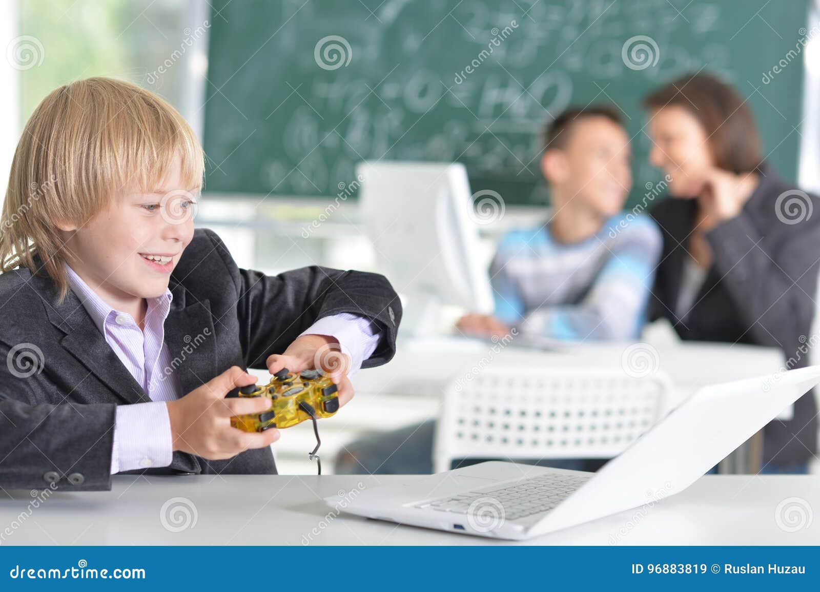 Cute Little Boy Playing Computer Games Stock Image - Image of games ...