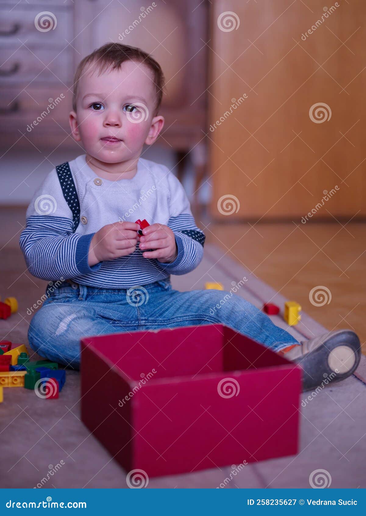 Cute Little Boy Playing on the Floor Stock Image - Image of little ...