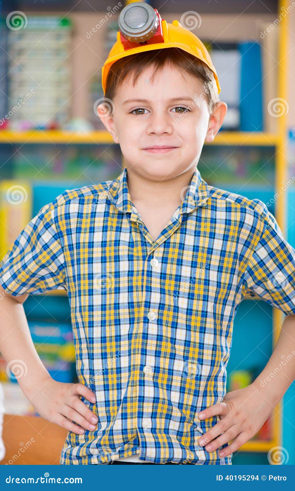 Cute Little Boy Playing in Kindergarten Stock Photo - Image of portrait ...
