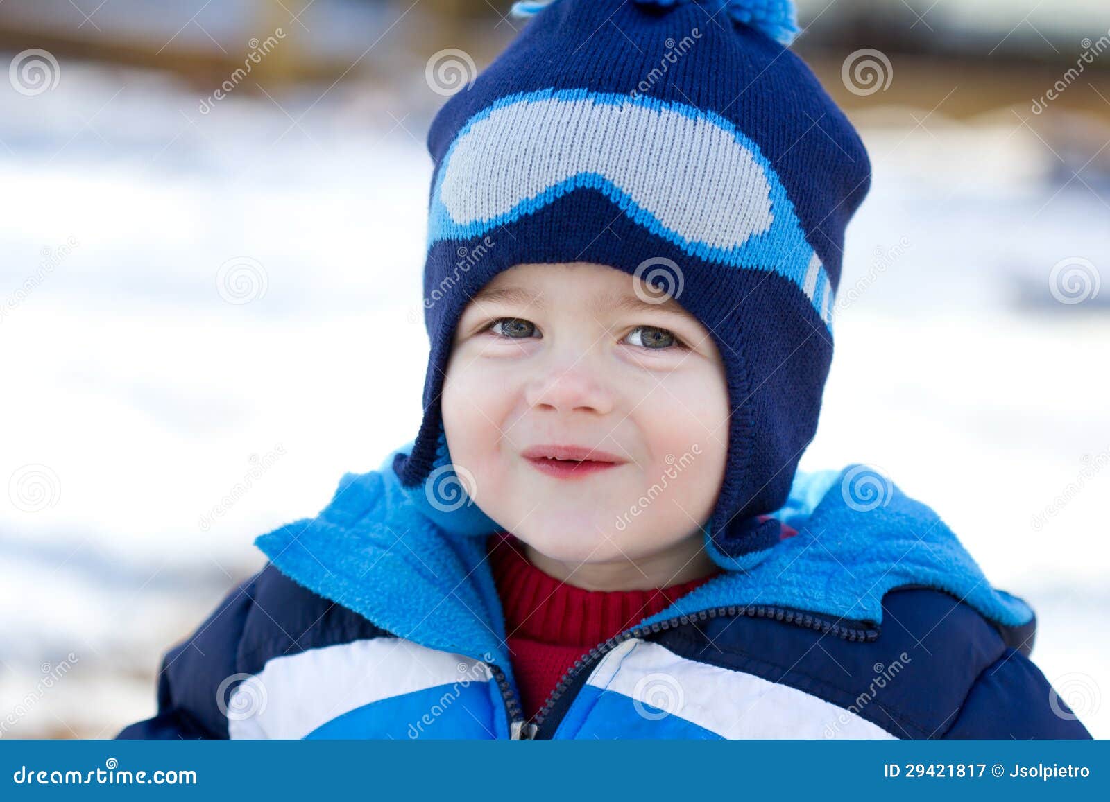 Cute Little Boy Playing in the Snow Stock Image - Image of child ...