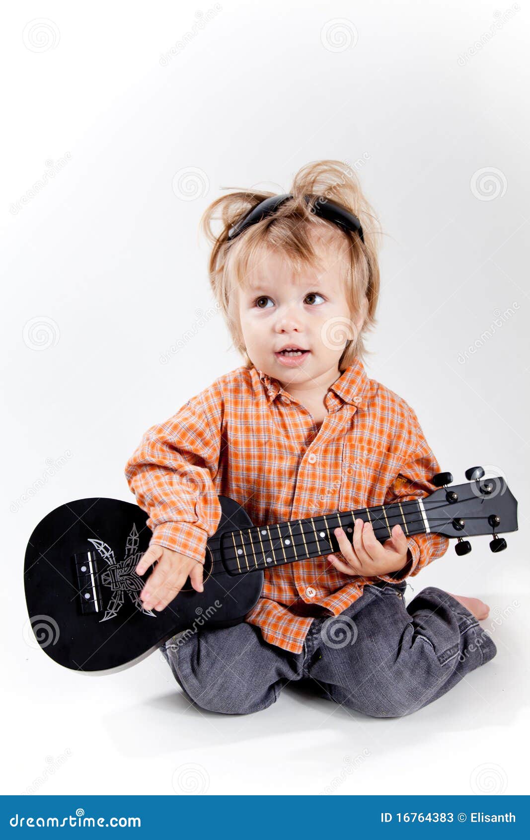 Cute Little Boy Playing Ukulele Guitar Stock Image - Image of music ...