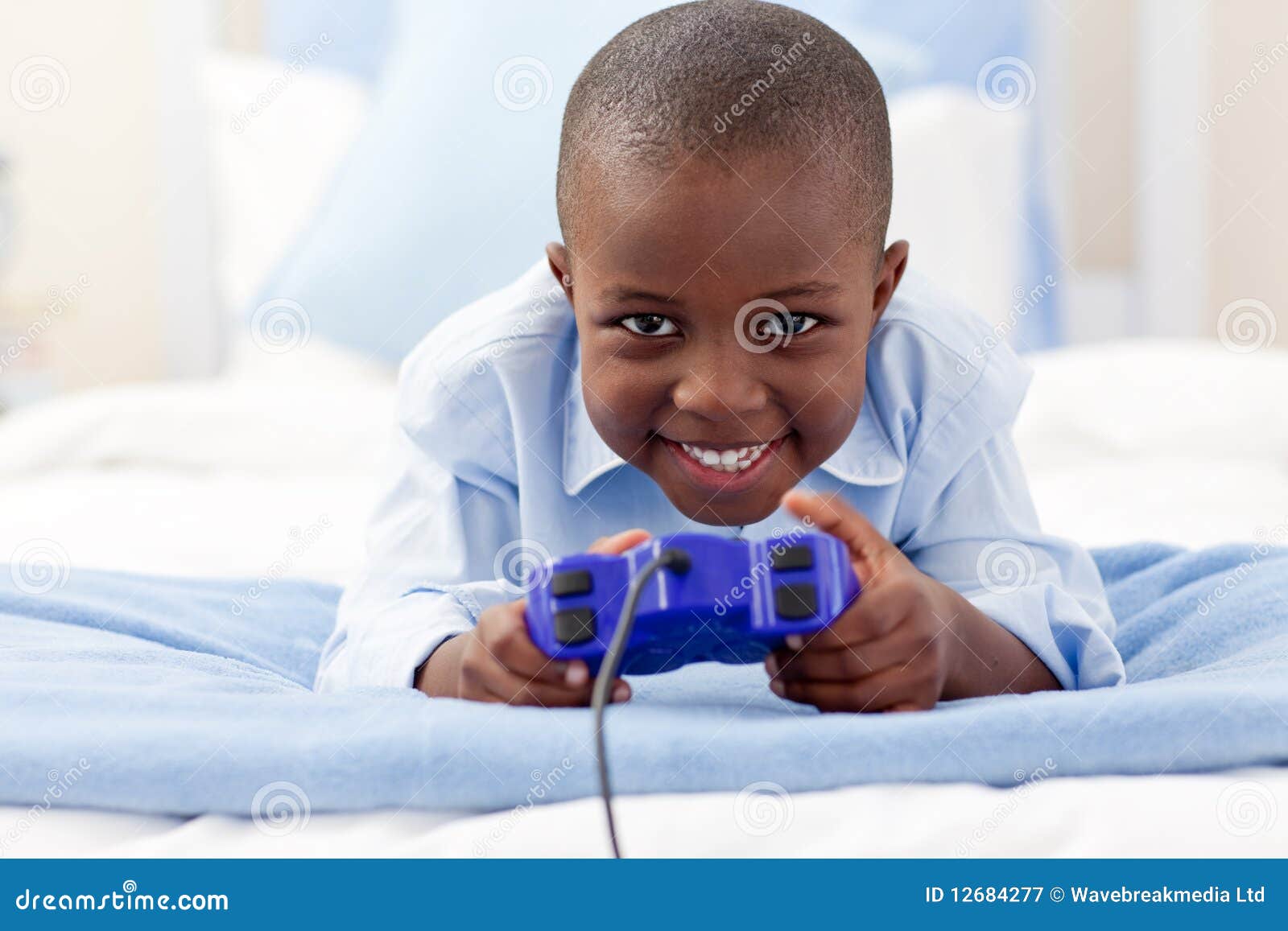 Cute Little Boy Playing Video Game Stock Image - Image of house ...