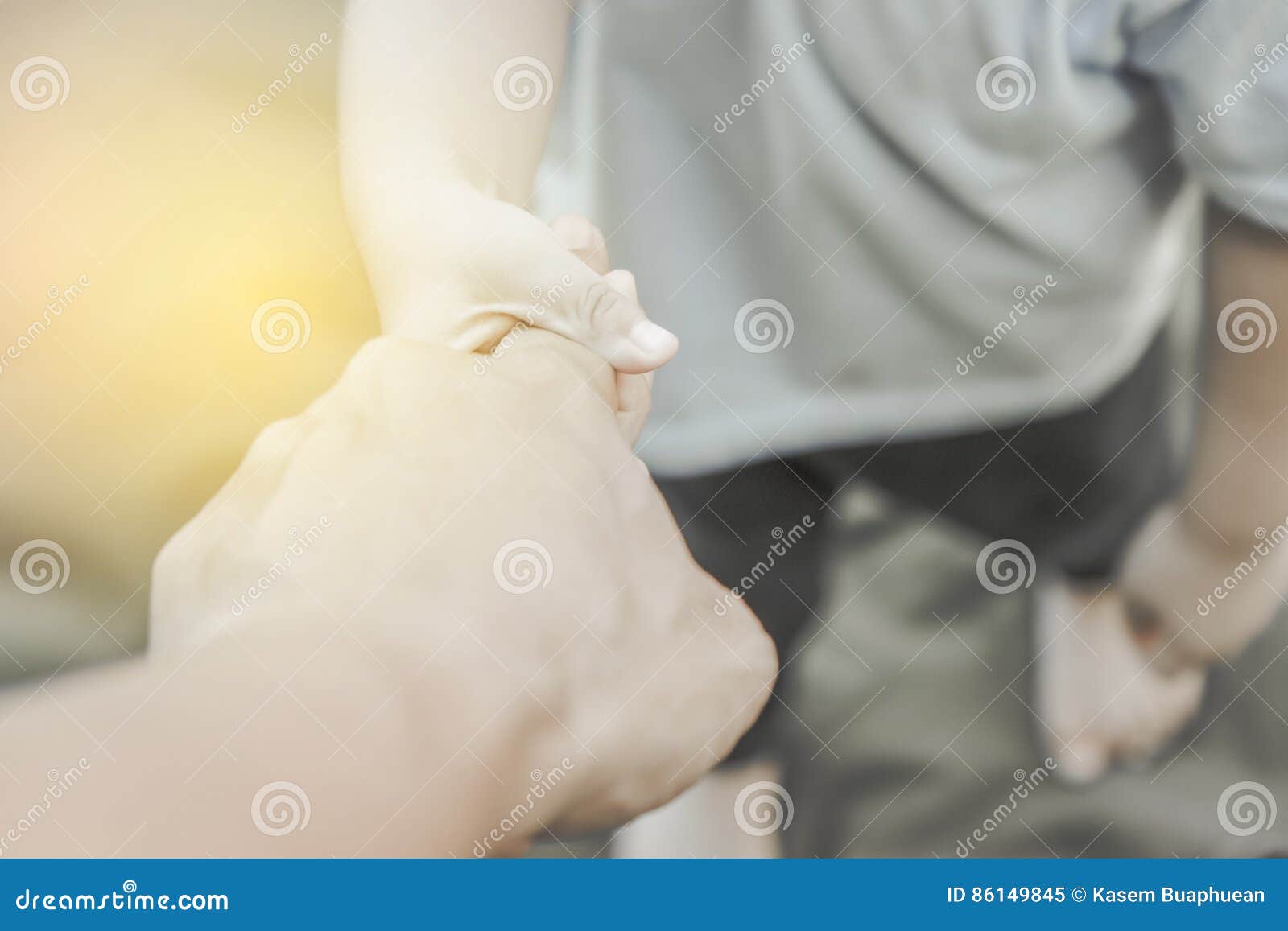 Cute Little Boy Pulling Dad`s Hand-finger in Hand Stock Image - Image ...