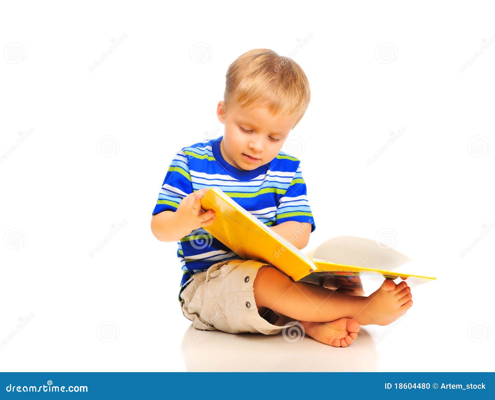 Cute Little Boy is Reading a Book Stock Photo - Image of book, intent ...