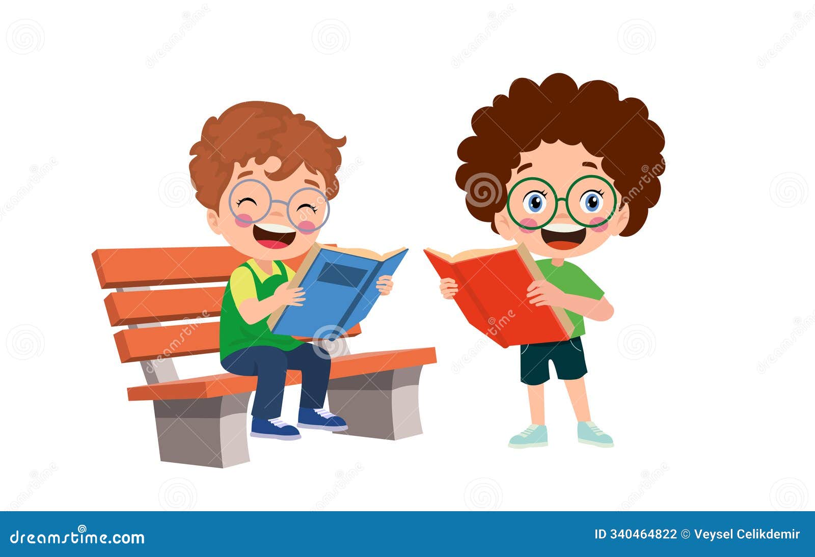 Cute Little Boy Reading Book Illustration Stock Illustration ...
