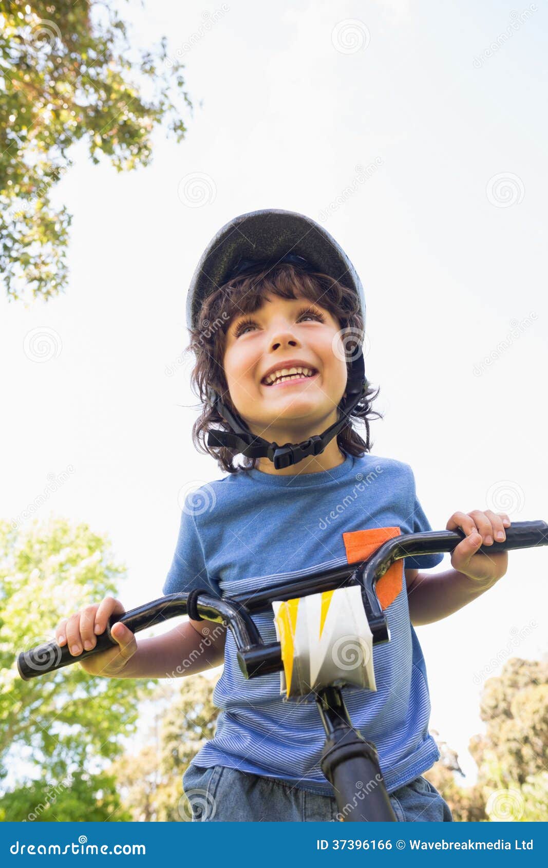 Cute Little Boy Riding a Bicycle Stock Photo - Image of bike, smiling ...