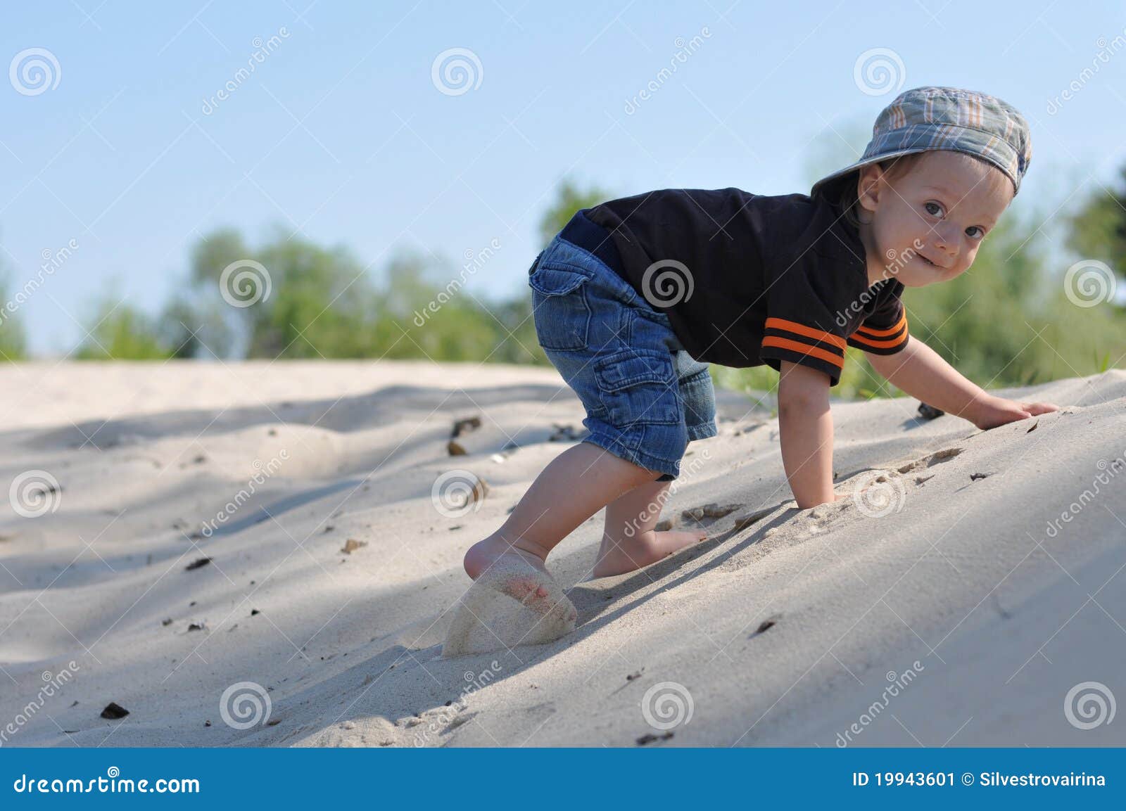 Cute Little Boy on the Sand Stock Image - Image of leisure, baby: 19943601