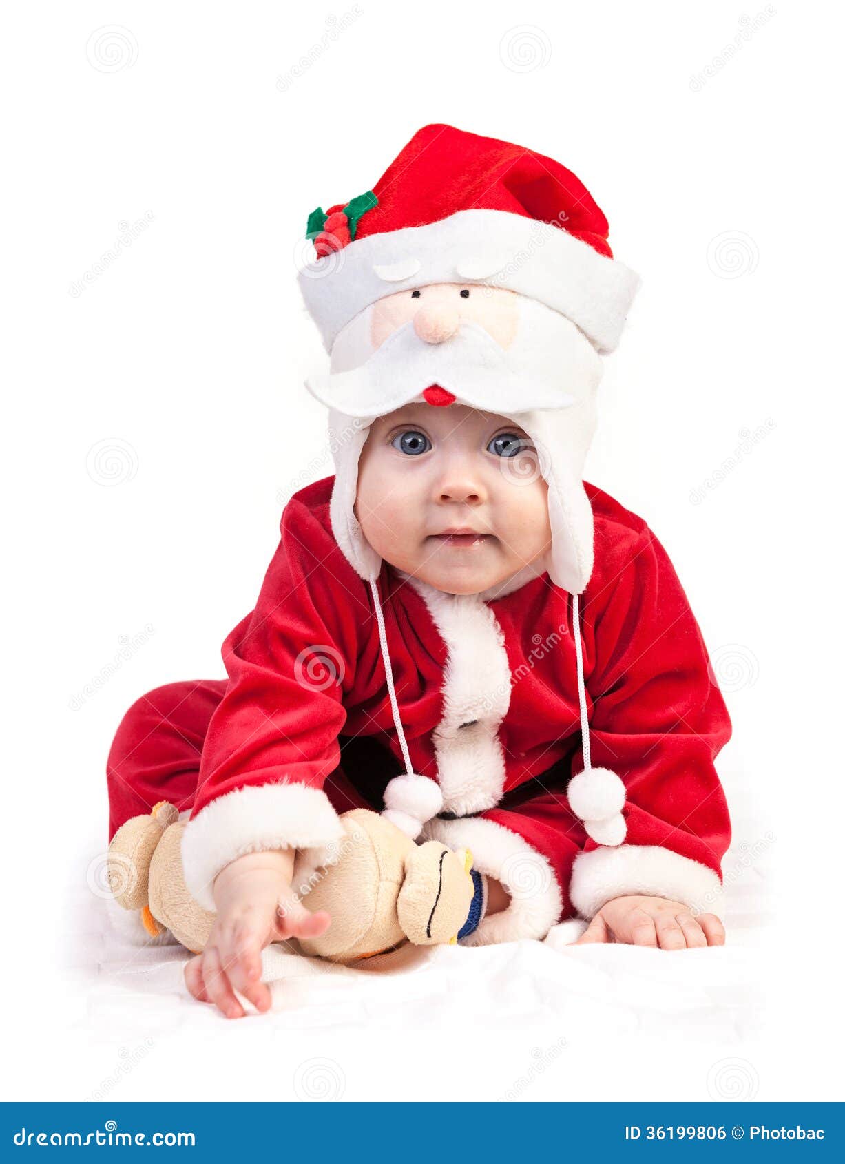 Cute Little Boy in Santa Costume Over White Stock Photo - Image of cute ...