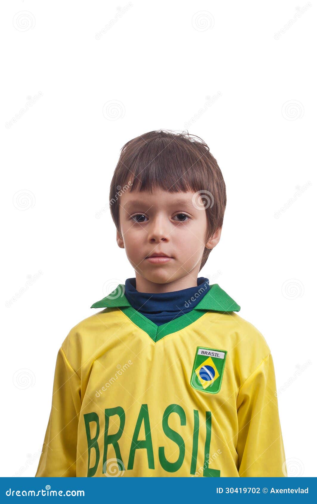 Cute Little Boy with a Serious Look Isolated on White Background Stock ...