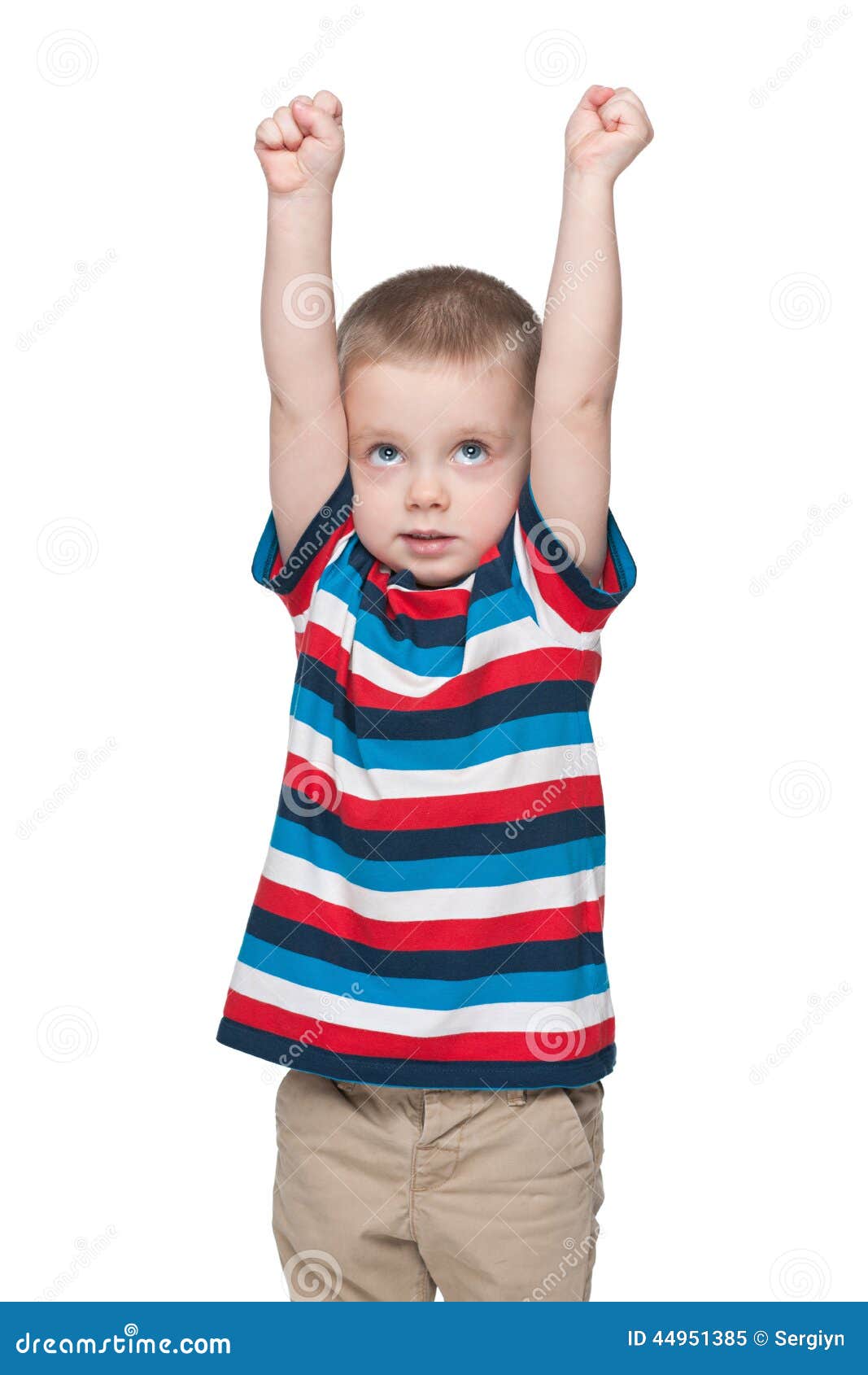 Cute Little Boy Shows How he is Tall Stock Image - Image of preschool ...