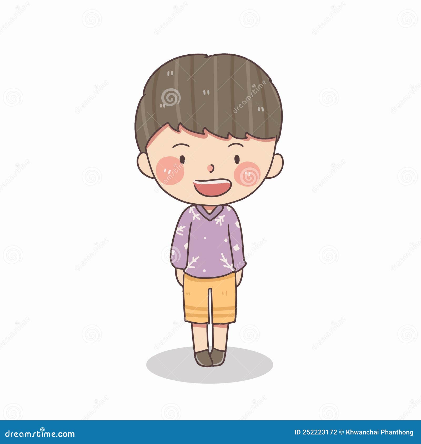 Cute Little Boy Stand Up Straight, Vector and Illustration Stock ...