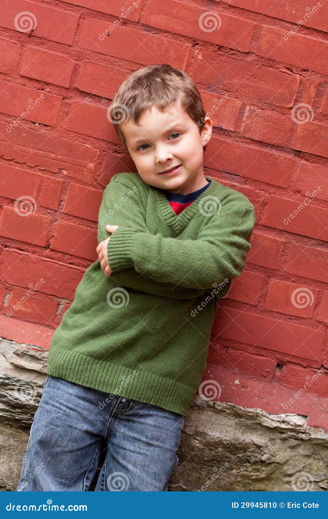 Cute little boy stock photo. Image of brick, caucasian - 29945810