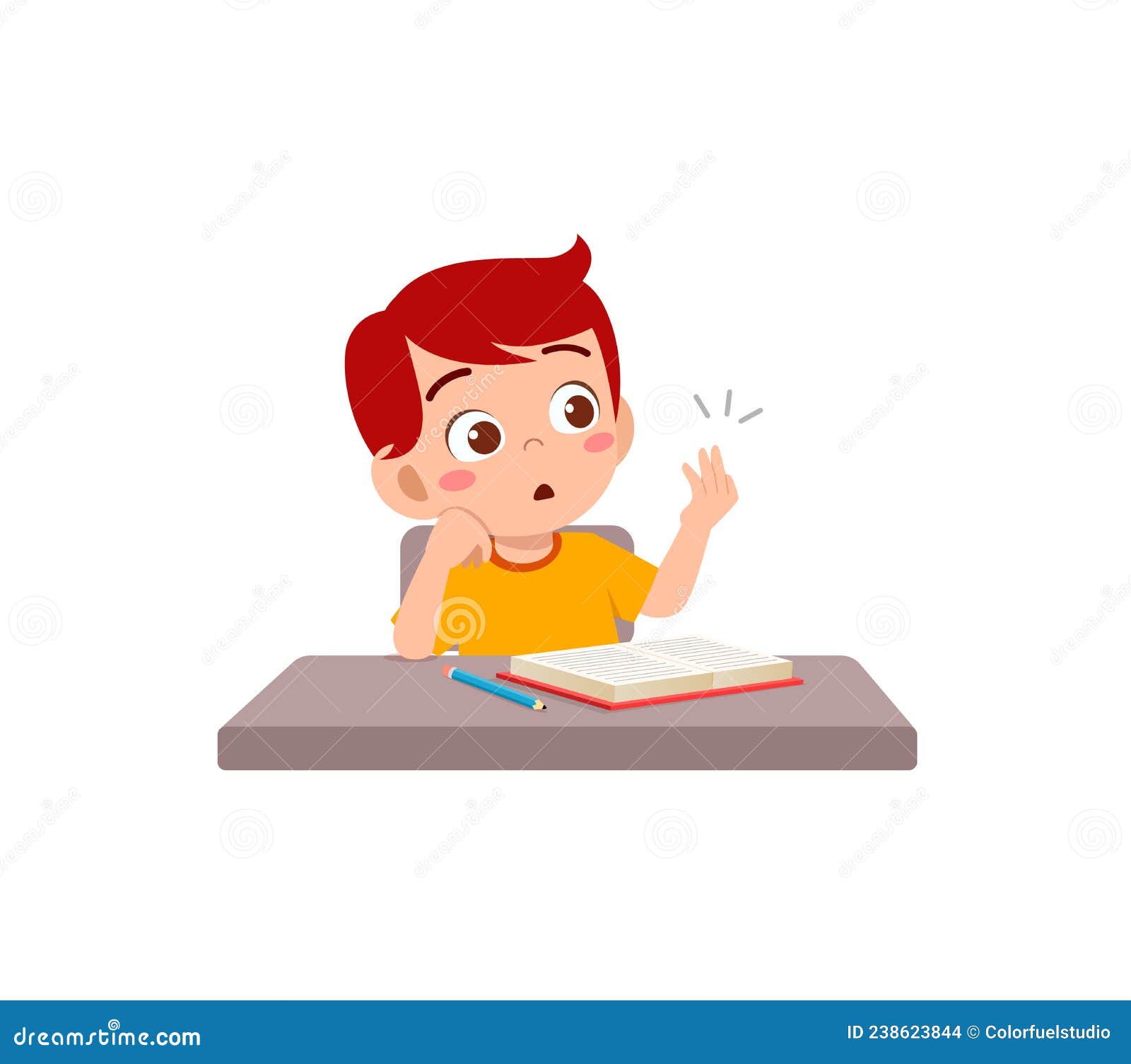 Cute Little Boy Study Math with Counting Finger Stock Vector ...