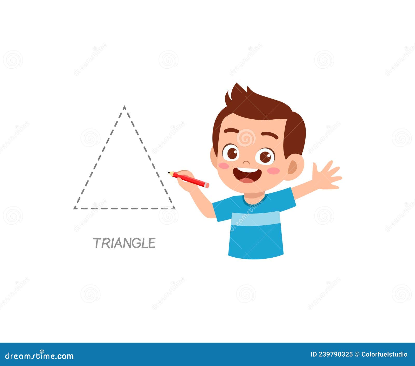 Cute Little Boy Study To Draw a Triangle Stock Vector - Illustration of ...