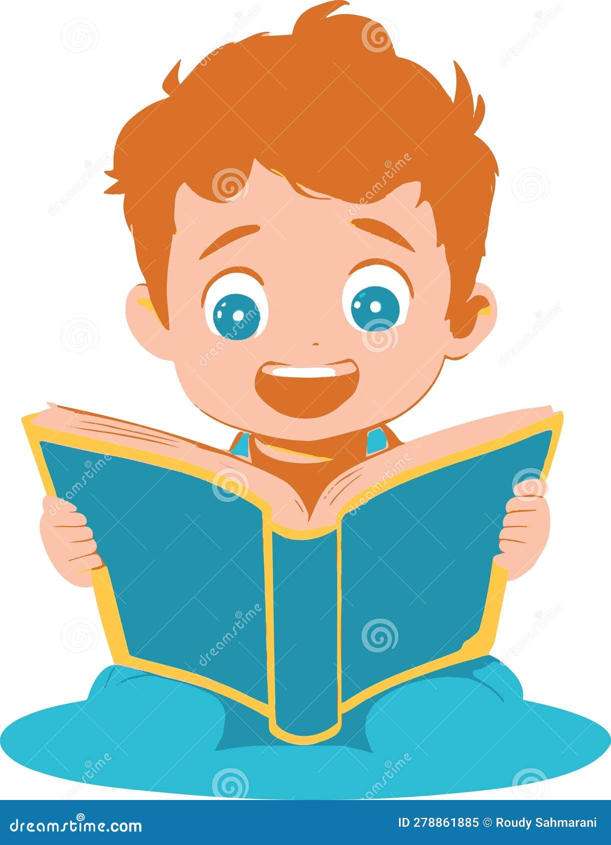 Cute Little Boy Studying Illustration Vector File Stock Vector ...