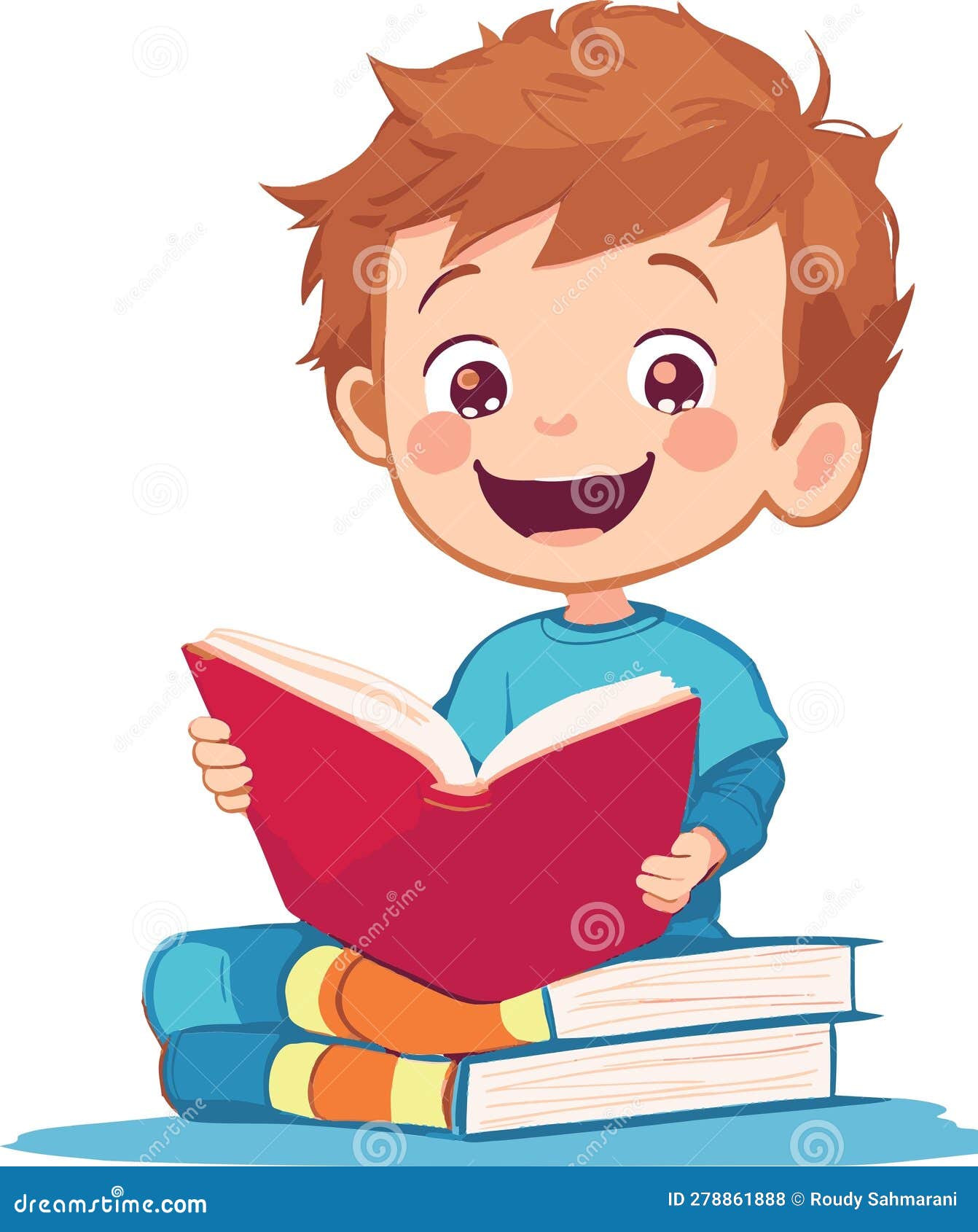 Cute Little Boy Studying Illustration Vector File Stock Vector ...