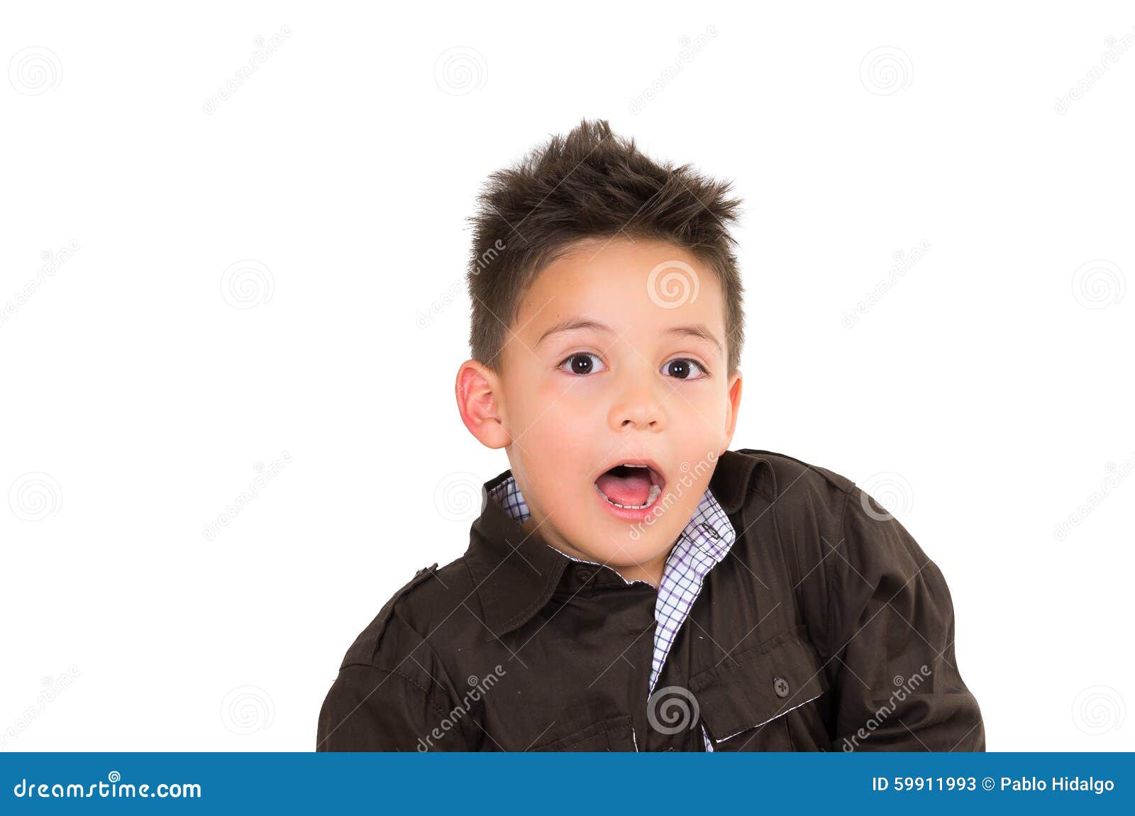 Cute Little Boy Surprised, Isolated Over White Stock Image - Image of ...